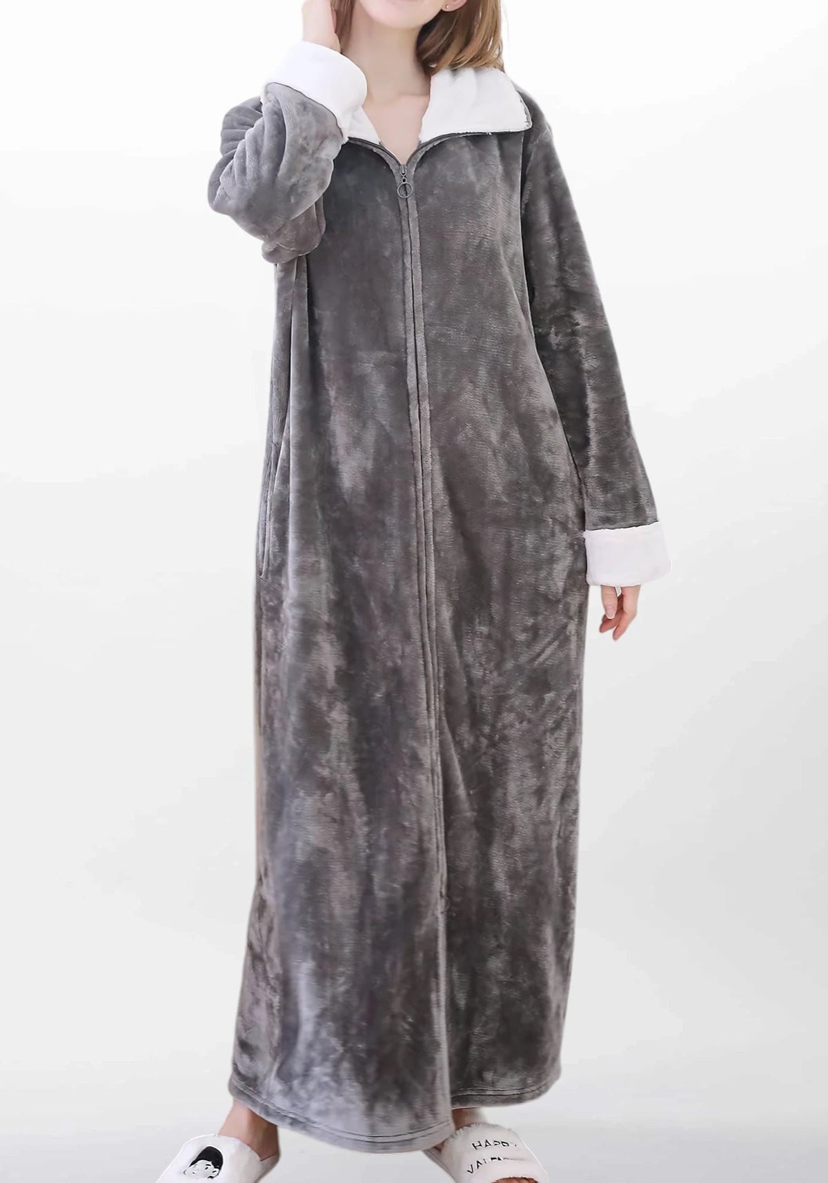 Robe de chambre longue et chaude pour femme